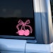 Pink Bow Cherries Car Sticker, Trendy Car Window Vinyl Decal, Truck ...