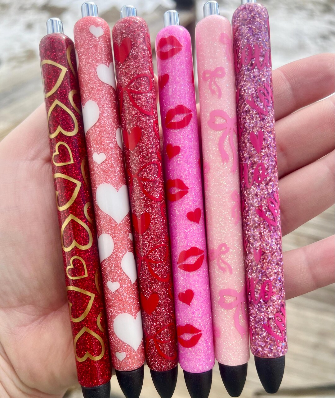 Valentine's Glitter Gel Pens, Personalized Glitter Pen, Coquette Pen ...