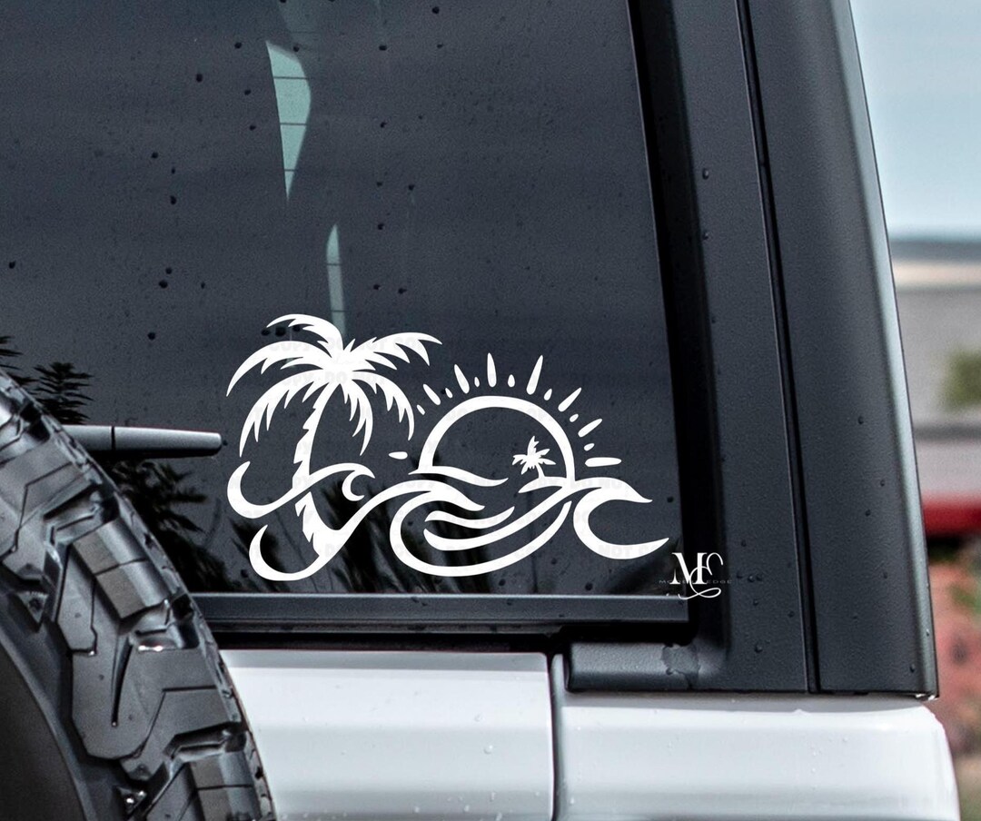 Beach Sun Wave Vinyl Car Decal, Vinyl Sticker for Window, Trending ...