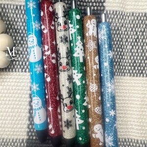 Christmas Glitter Gel Pens, Candy Cane Pen, Reindeer Pen, Snowman Pen ...