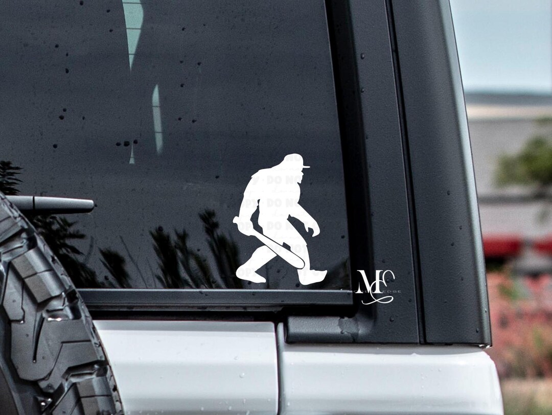 Bigfoot Baseball Vinyl Car Decal, Sasquatch Vinyl Sticker for Window ...