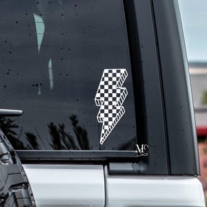 Checkered Lightning Bolt Car Decal, Vinyl Decal Sticker for Car ...