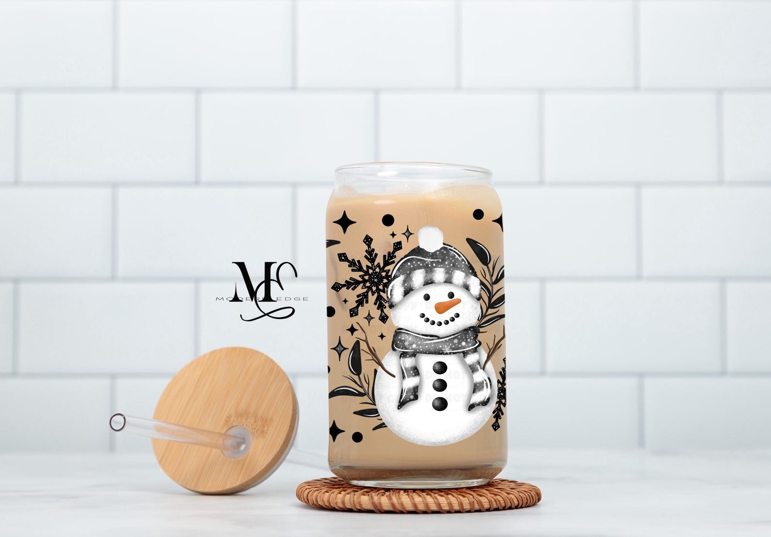 Christmas Snowman Coffee Glass, Christmas Iced Coffee Mug, Christmas ...