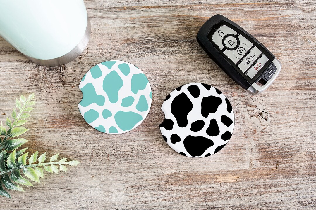 Cute Cow Print Car Coasters, Cute Cow Print, Car Coasters, Cow Print ...