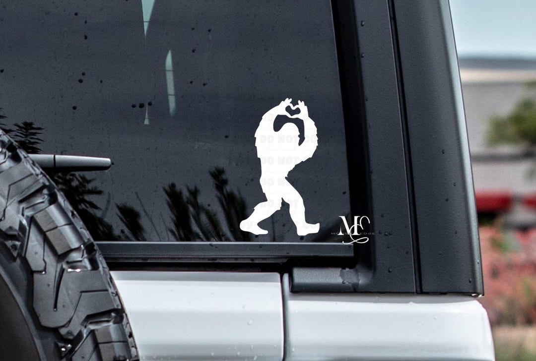 Bigfoot Heart Hands Vinyl Car Decal, Sasquatch Vinyl Sticker for Window ...
