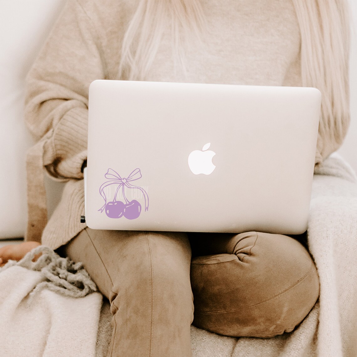 Pink Bow Cherries Car Sticker, Trendy Car Window Vinyl Decal, Truck ...