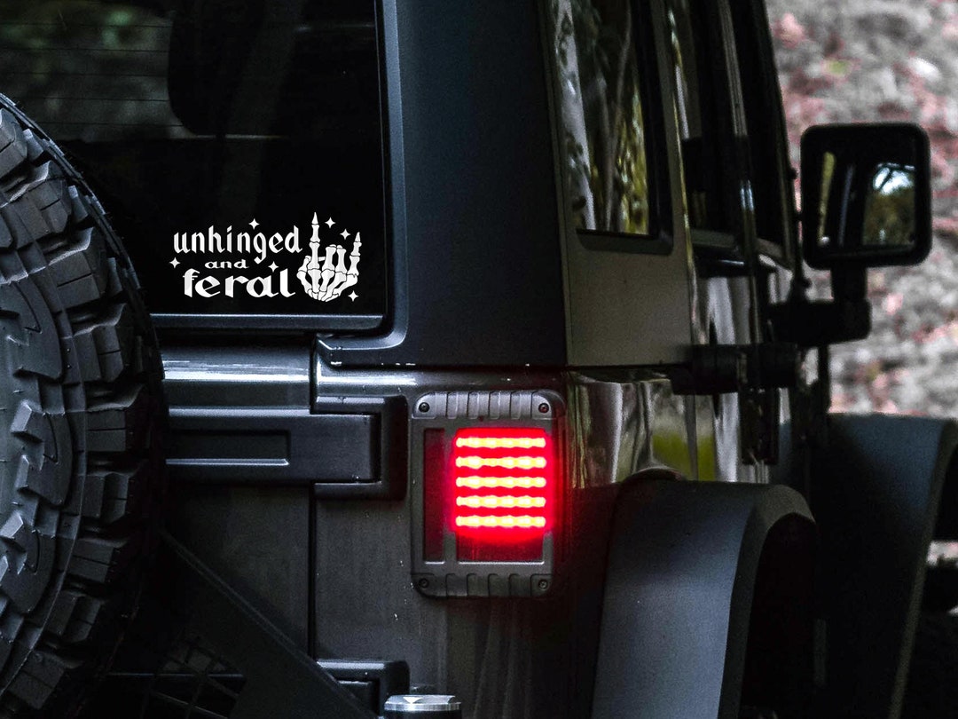Unhinged and Feral Car Decal, Trendy Car Decal for Women, Cute Car ...