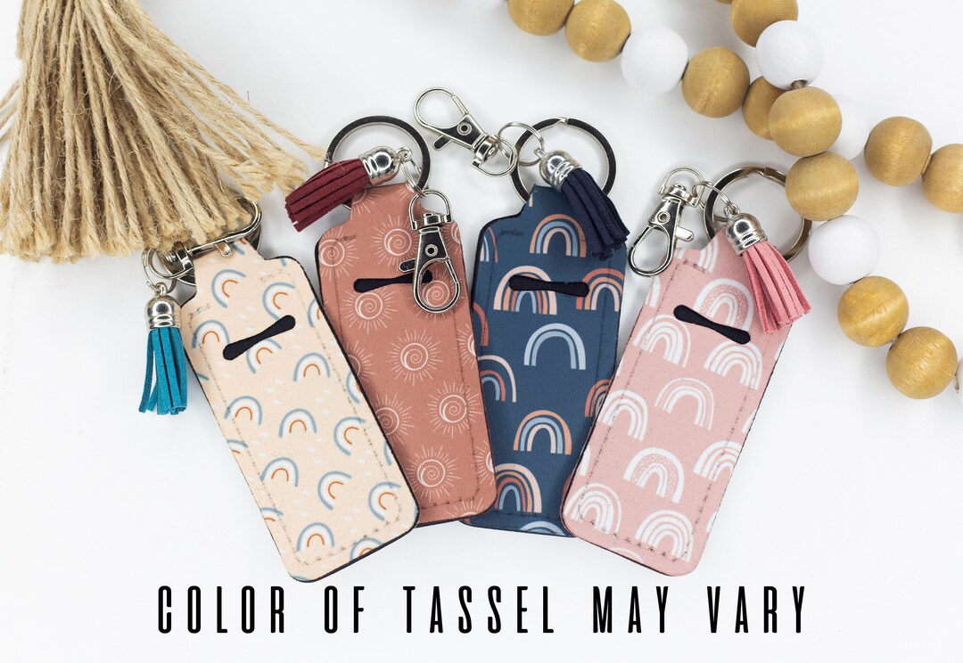 Chapstick Holder Keychain, Boho, Rainbow, Chapstick, Holder, Keychain ...