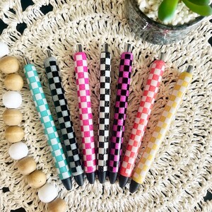 Checkered Glitter Gel Pens, Personalized Glitter Pen, Ink Joy Gel Pen ...