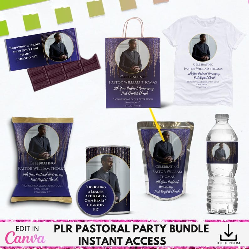 Pastoral Anniversary Party Favor Bundle. Pastor, Canva Party Bundle ...