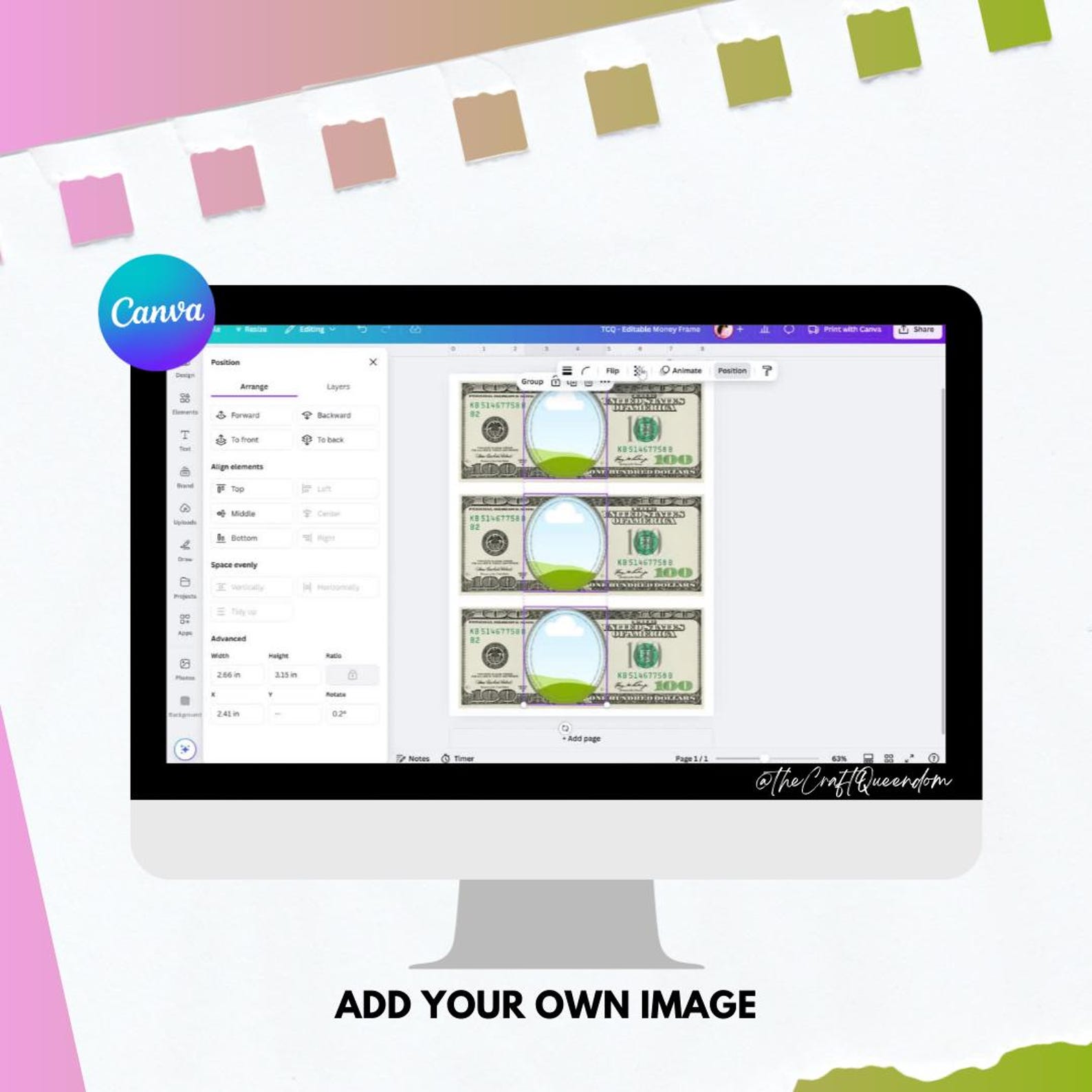 Personalized 100 Dollar Bill Template, Editable Money, Editable Canva ...