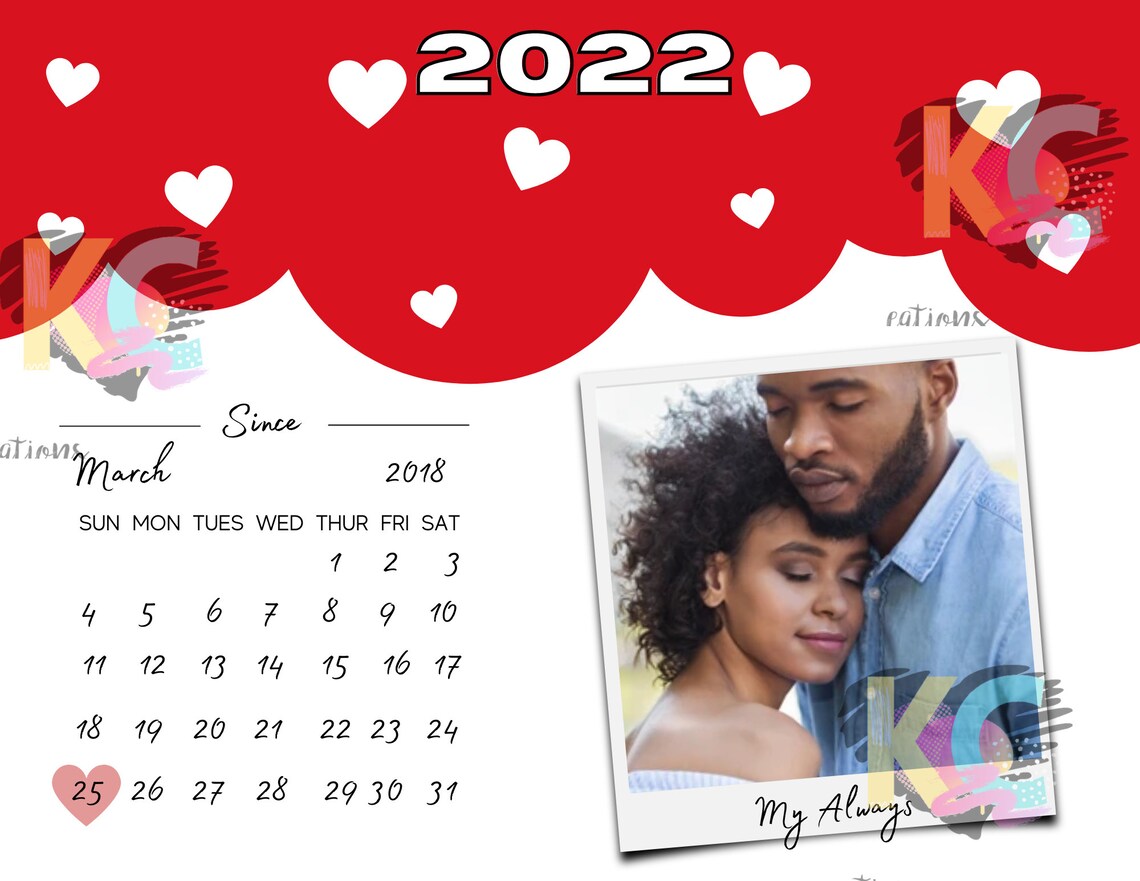 Valentine Calendar Template, Canva Editable Template. Printable, Add ...