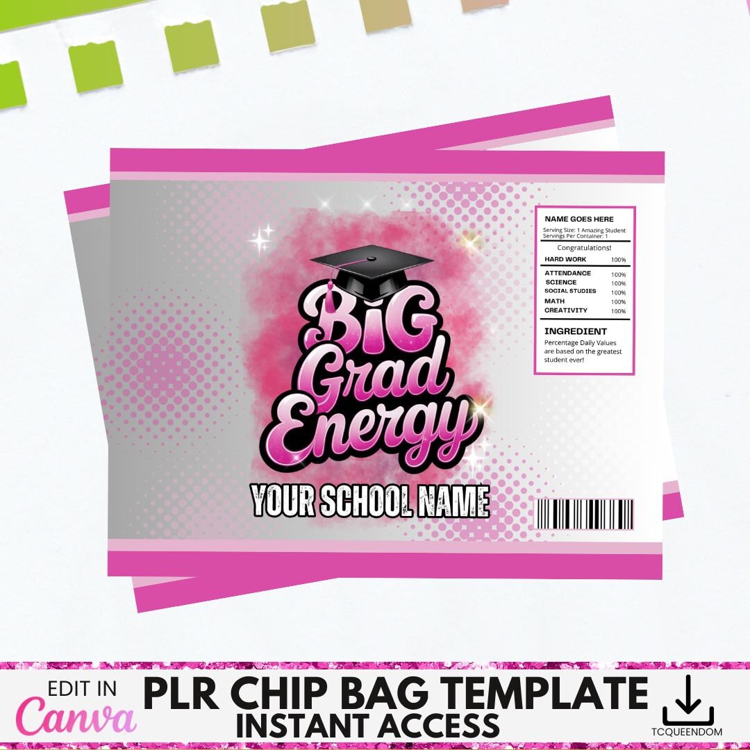 Graduation Chip Bag, Canva Party Favor, Party Favor, Senior Chip Bag ...