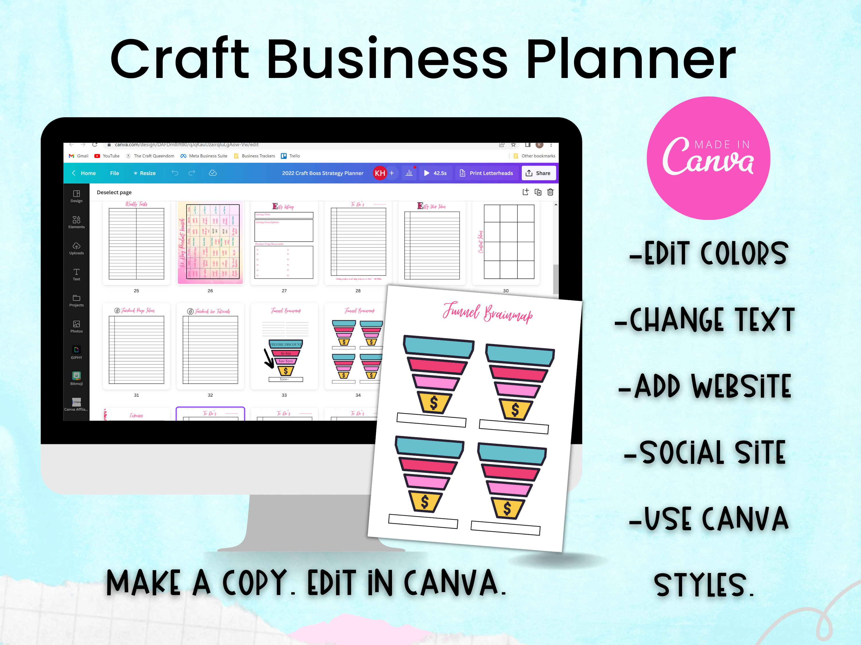 Canva Craft Business Planner Template, Craft Business Strategy Planner ...