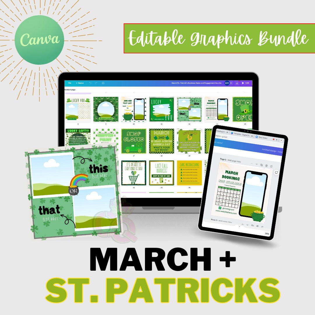 March/st. Patricks Day Business Sales and Engagement Graphics Bundle ...