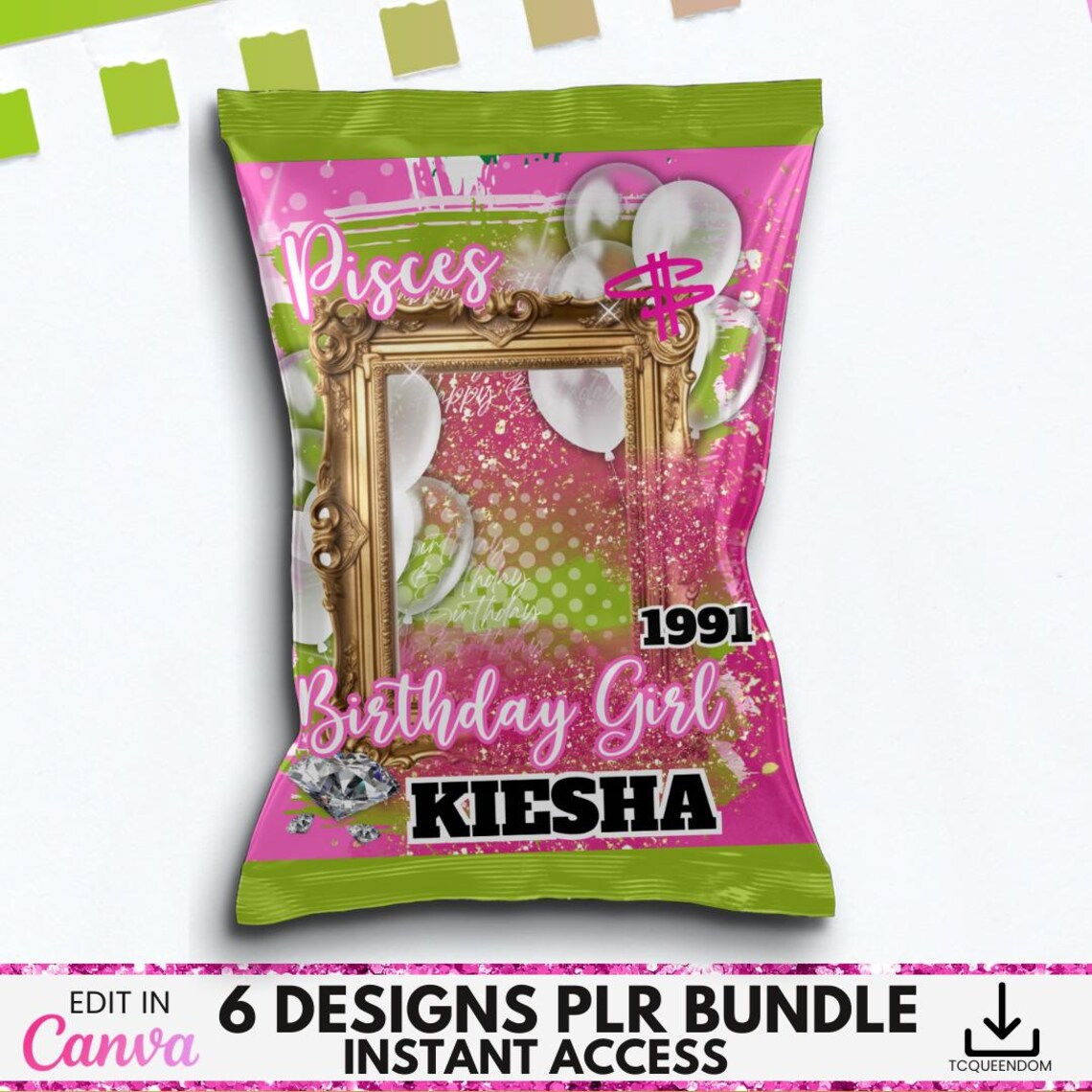Editable Birthday Chip Bag Template, Birthday Chip Bag Design, Canva ...