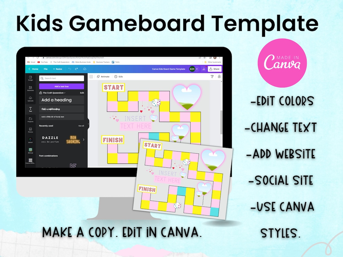 Canva Drag N Drop Kids Gameboard, Canva Gameboard Template, Editable ...