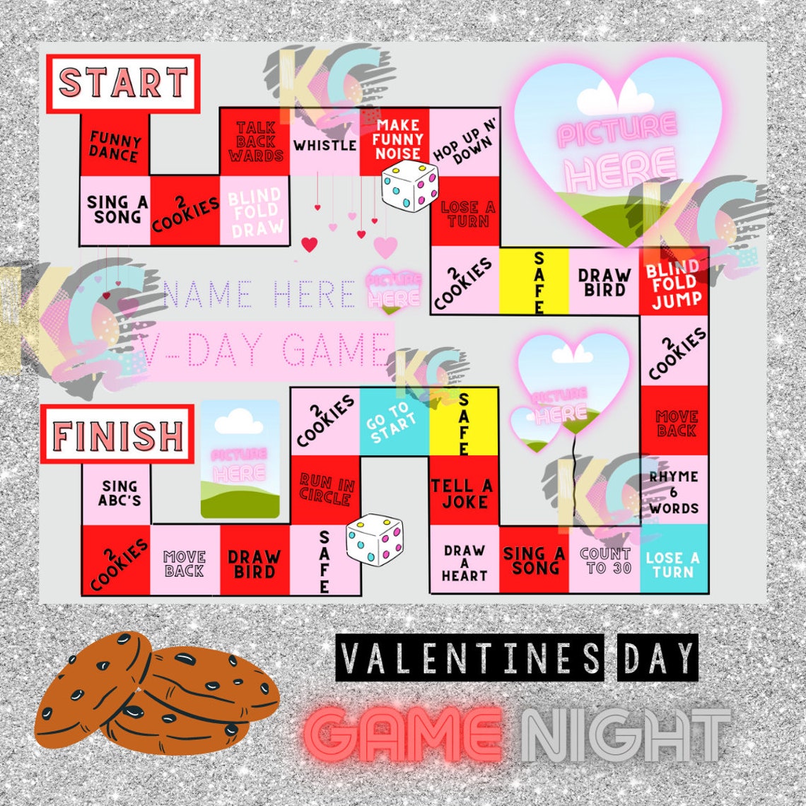 Canva Game Night Bundle, Valentines Day Gameboard, Editable, Canva ...