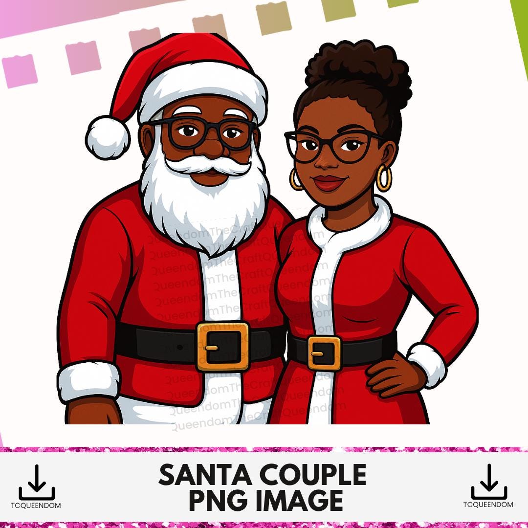 Black Santa Clipart, Christmas Clipart, African American Santa ...