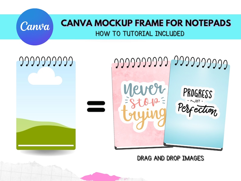 Canva Drag N Drop Notepad Frame Template, Canva Mockup, Editable Canva ...