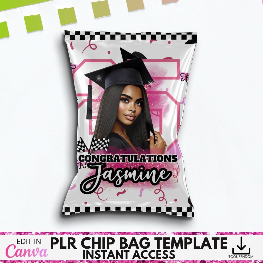 Graduation Chip Bag, Canva Party Favor, Party Favor, Chip Bag Template ...