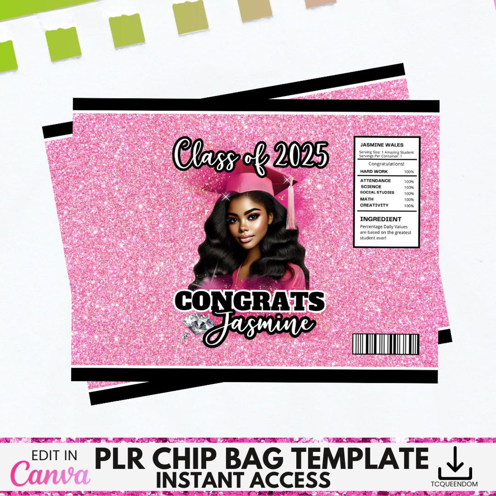 Graduation Chip Bag, Canva Party Favor, Party Favor, Senior Chip Bag ...