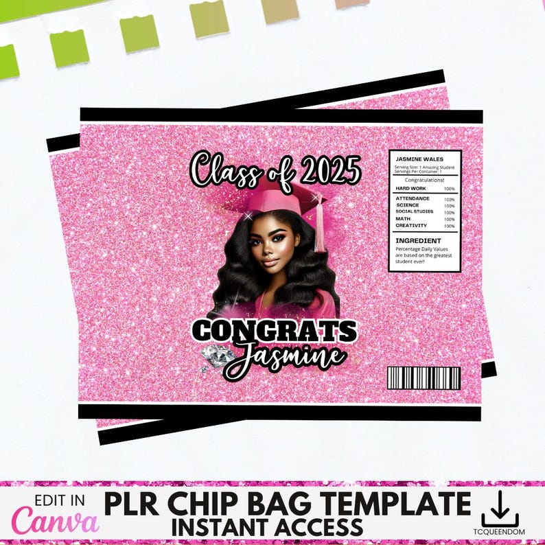 Graduation Chip Bag, Canva Party Favor, Party Favor, Senior Chip Bag ...