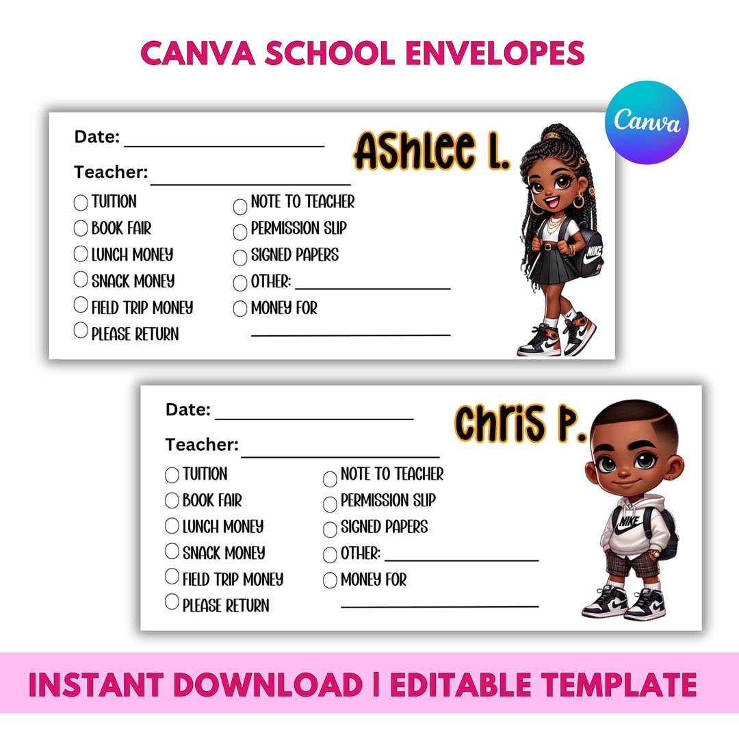 Canva School Envelopes, Editable School Envelope Template, Canva, Canva ...