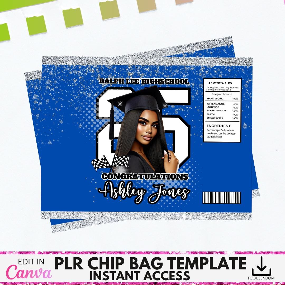 Graduation Chip Bag, Canva Party Favor, Party Favor, Chip Bag Template ...