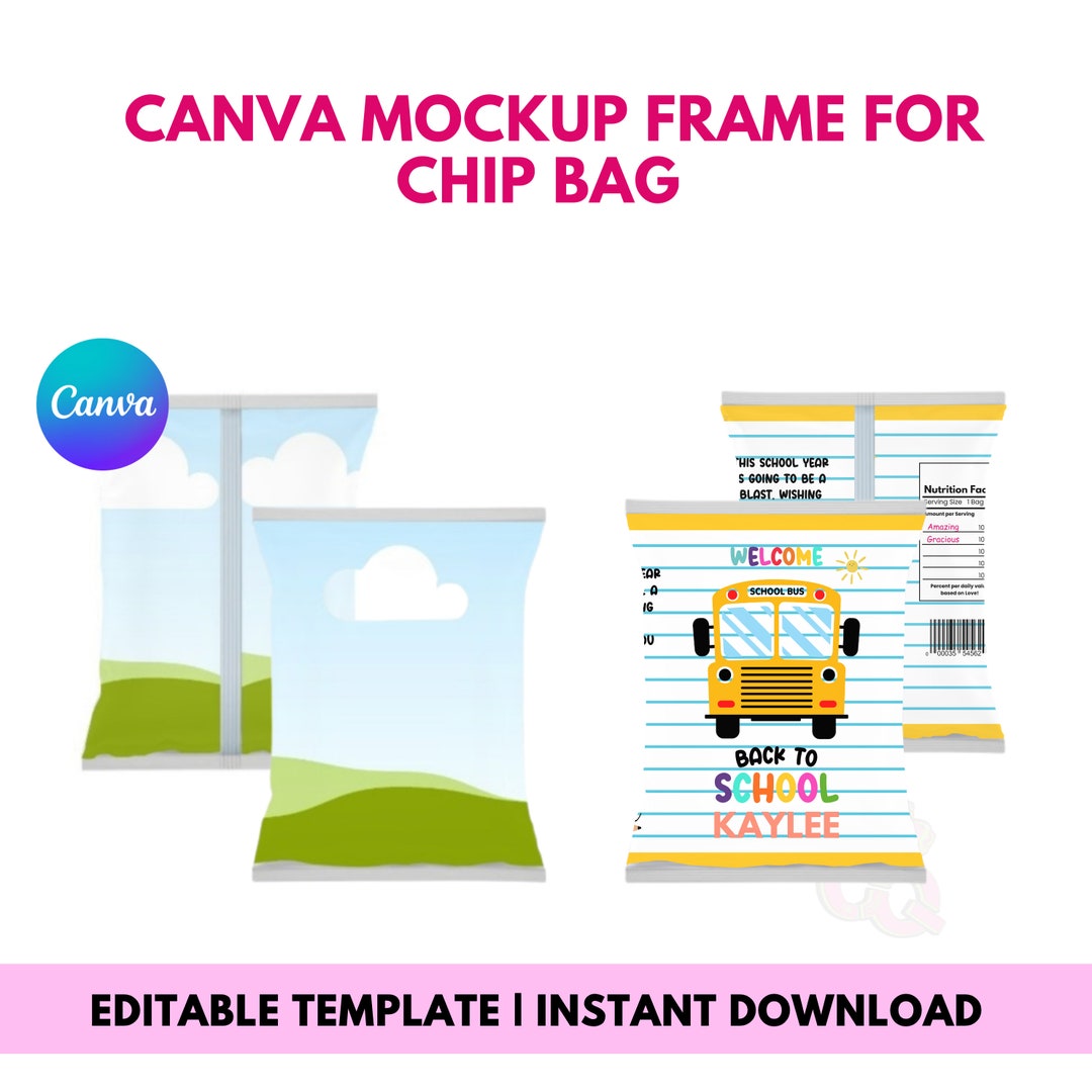 Canva Drag and Drop Chip Bag Frame Template, Chip Bag Mockup, Add Your ...