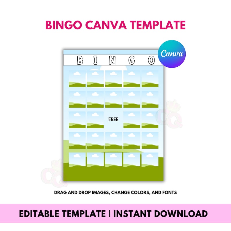 Canva Editable Bingo Frame Template, Blank Bingo Card, Bingo Card, Game ...