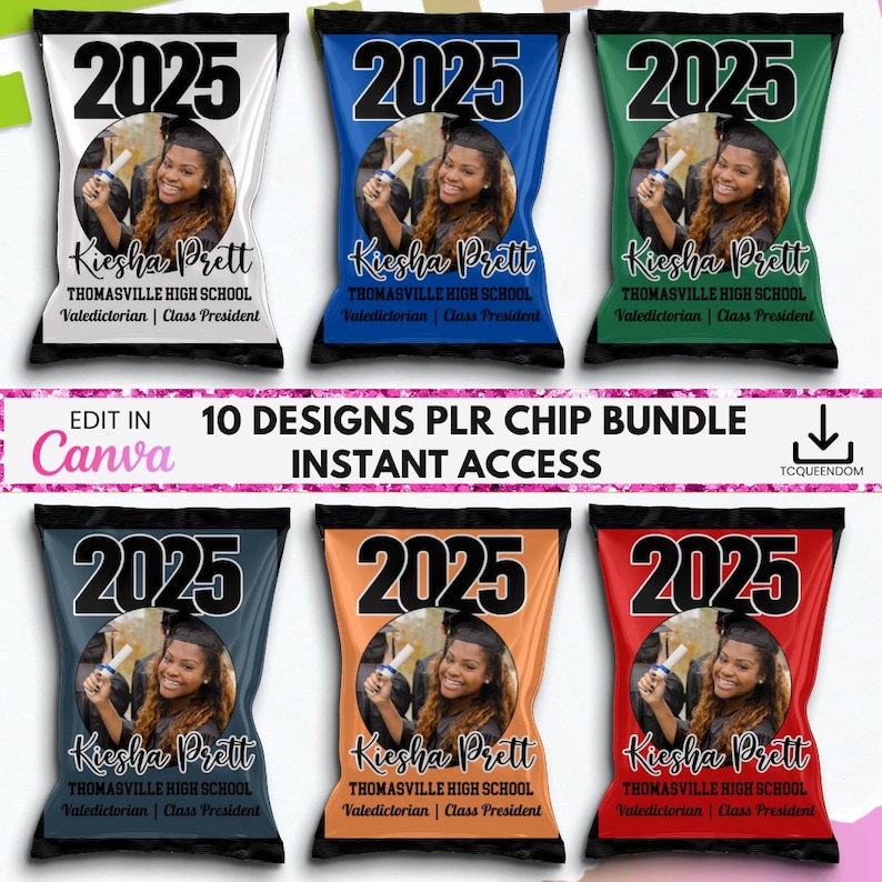 Editable Graduation Chip Bag Bundle, Graduation Chip Bag, Canva ...
