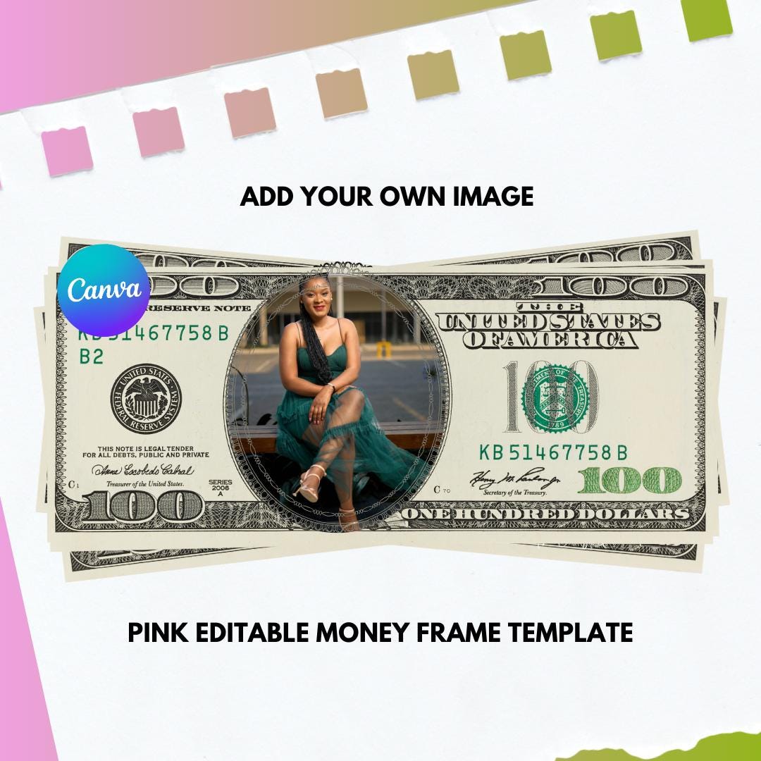 Personalized 100 Dollar Bill Template, Editable Money, Editable Canva ...