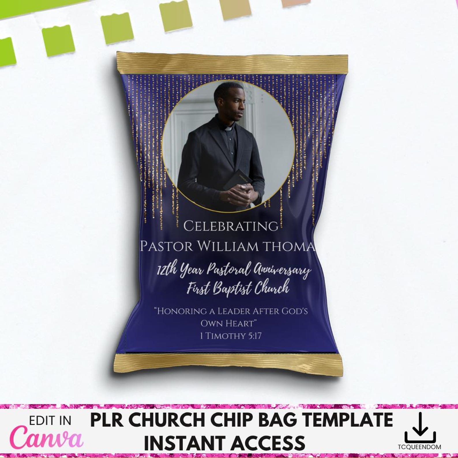 Editable Pastoral Anniversary Chip Bag, Pastor, Canva Chip Bag, First ...