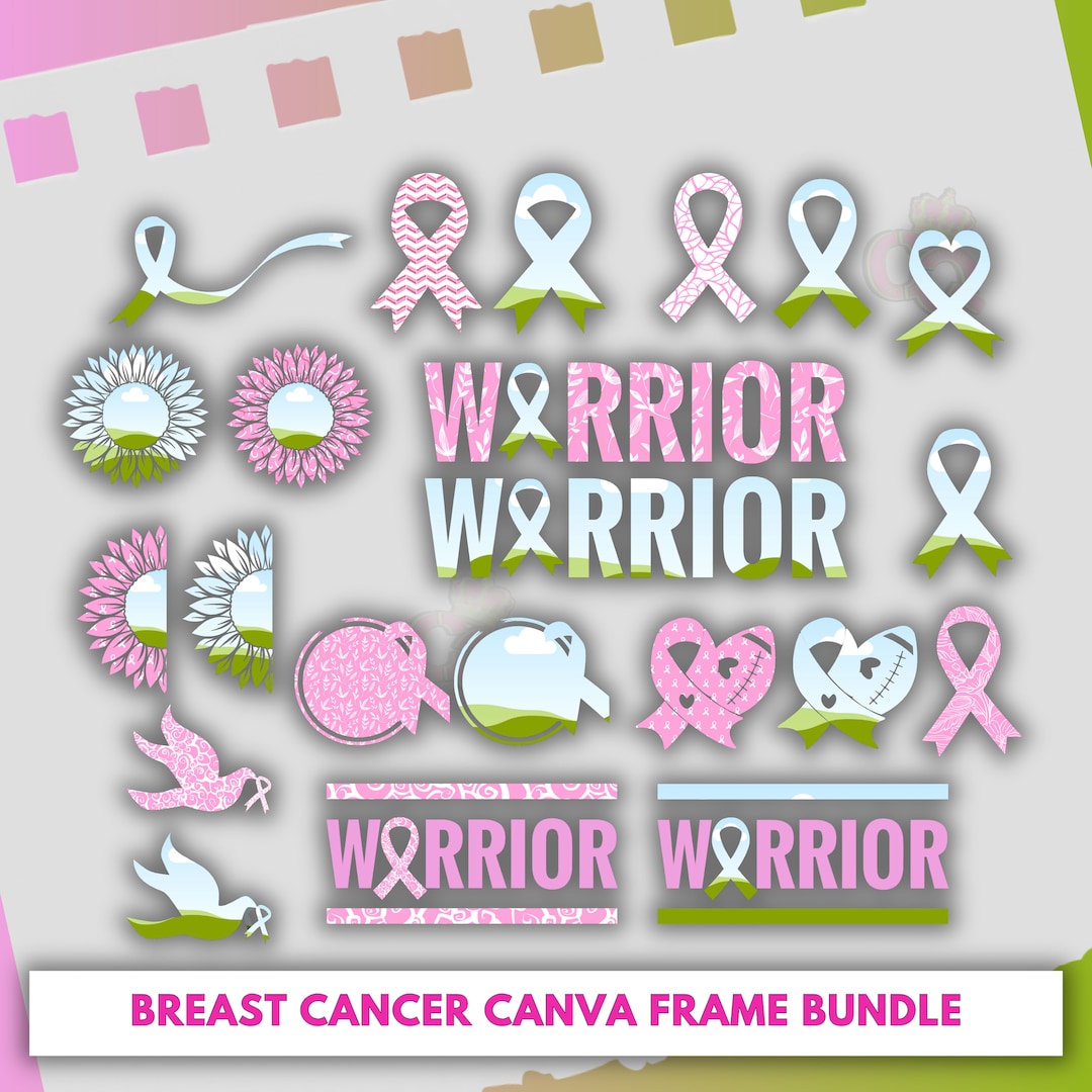 Breast Cancer Canva Frame, Canva Frame Bundle , Canva Frame, Breast Cancer Awareness, Cancer ...