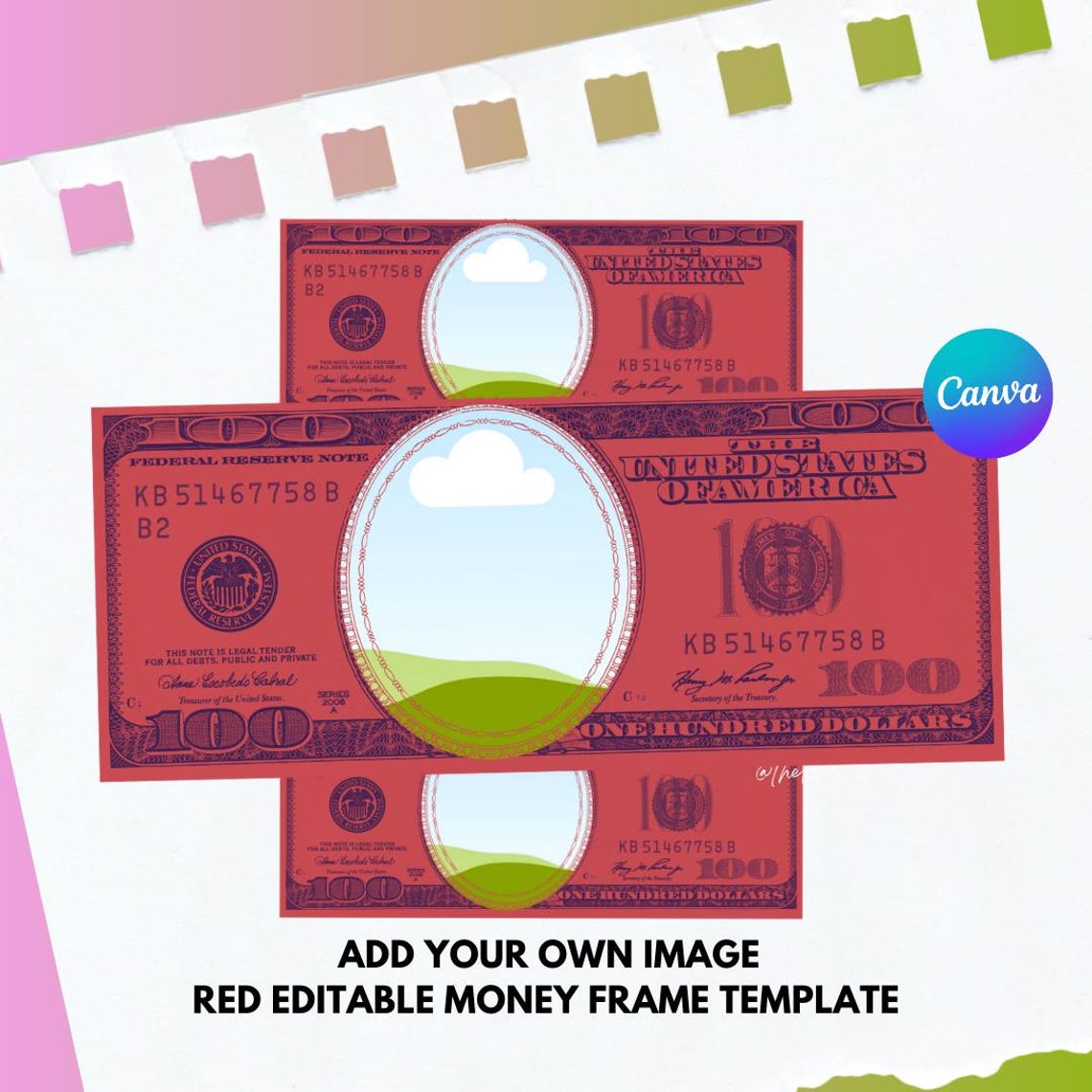 Editable Canva Template, Editable Money, Editable Dollar Bill, Money ...