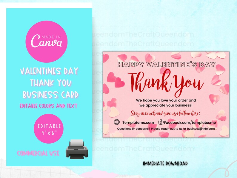 Canva Business Thank You Card Template Custom Editable - Etsy