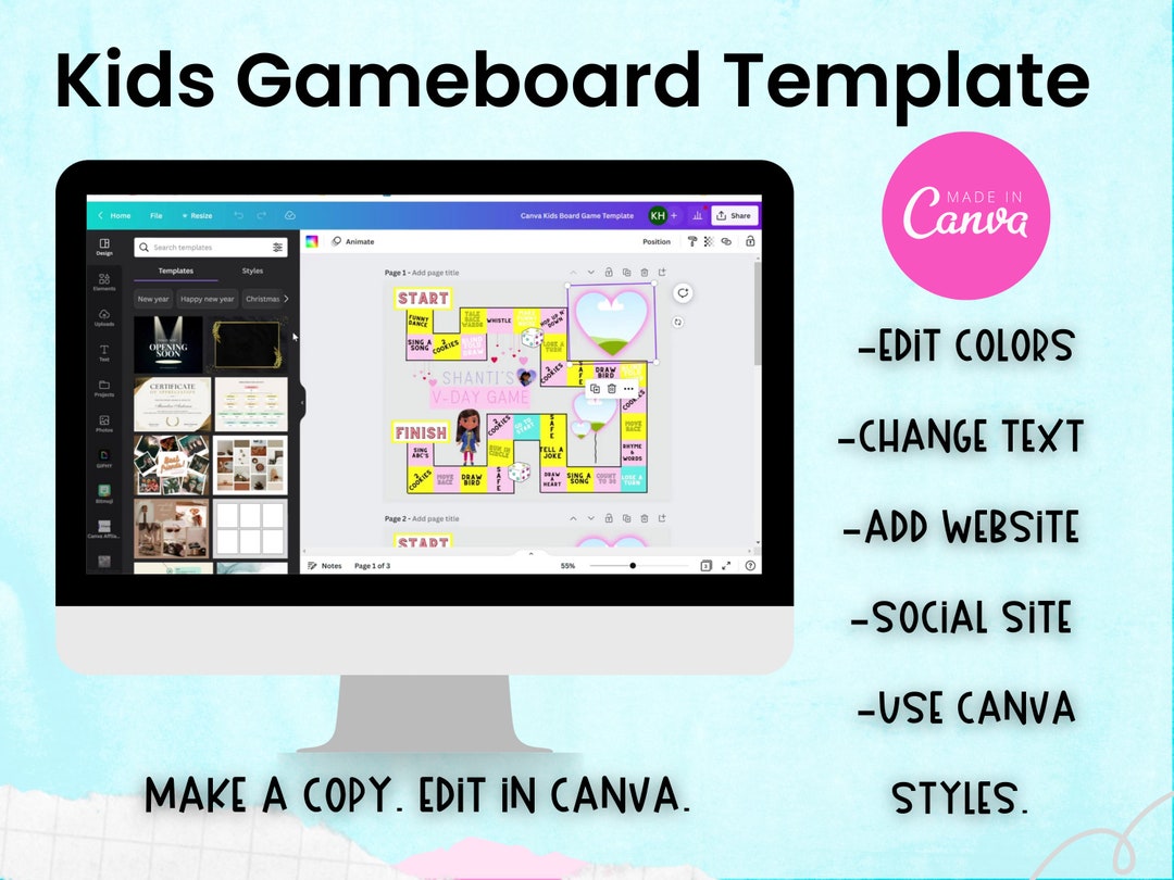 Canva Drag N Drop Kids Gameboard, Canva Gameboard Template, Editable ...