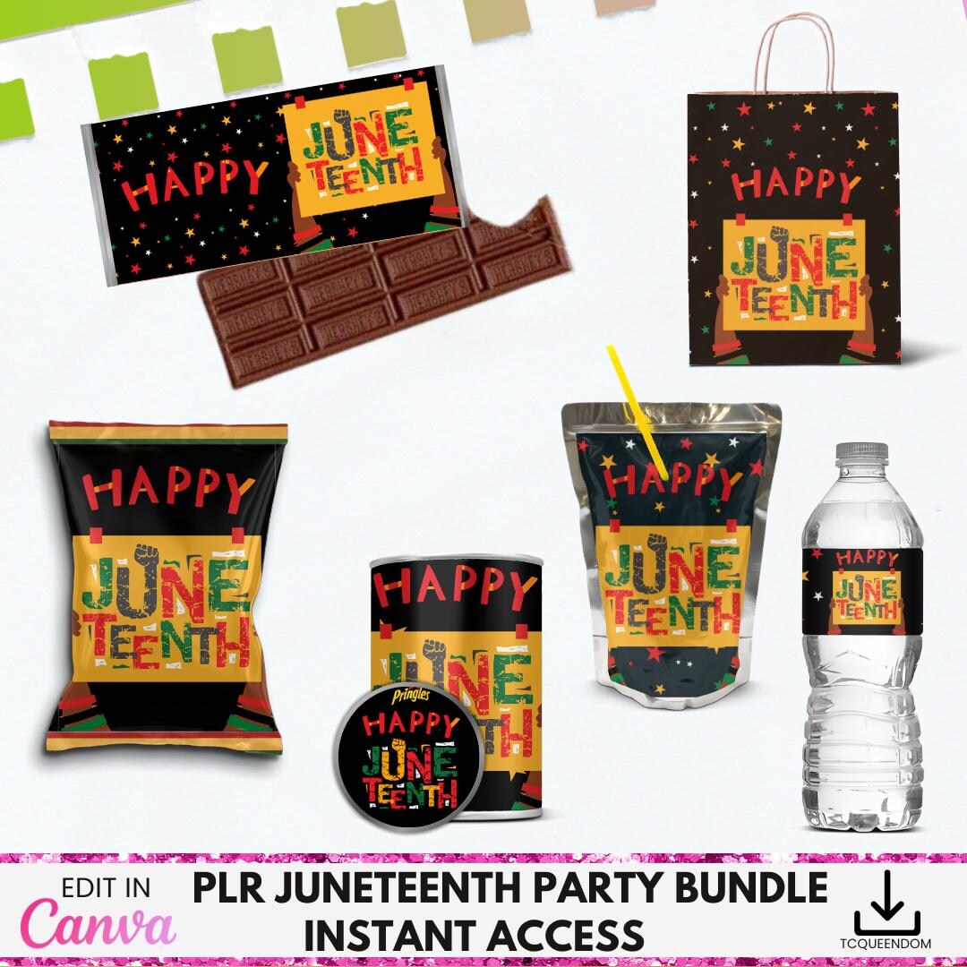 Juneteenth Canva Party Favor Bundle, Juneteenth Chip Bag, Juneteenth ...