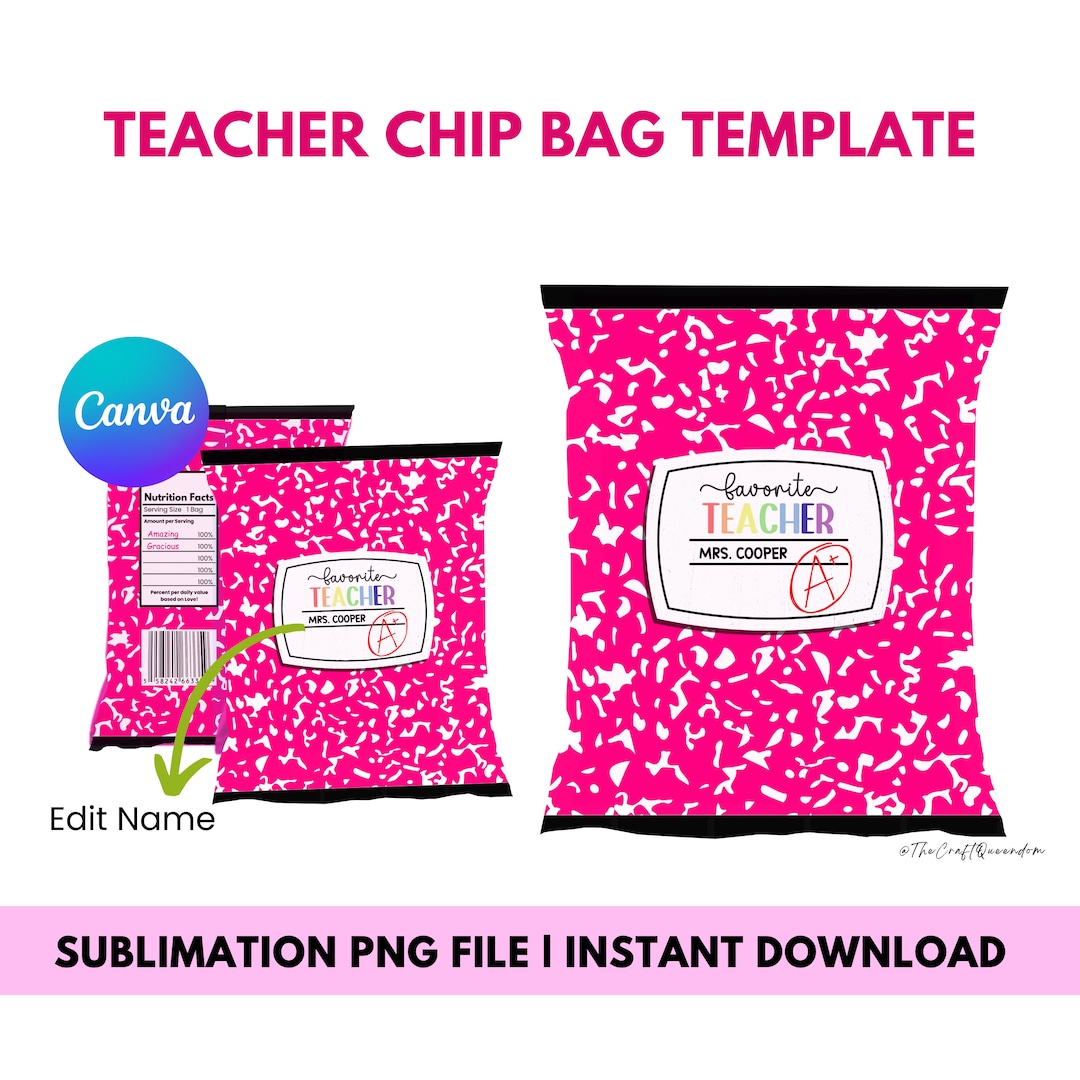 My Favorite Teacher Editable Canva Template, Teacher Chip Bag, Chip Bag ...