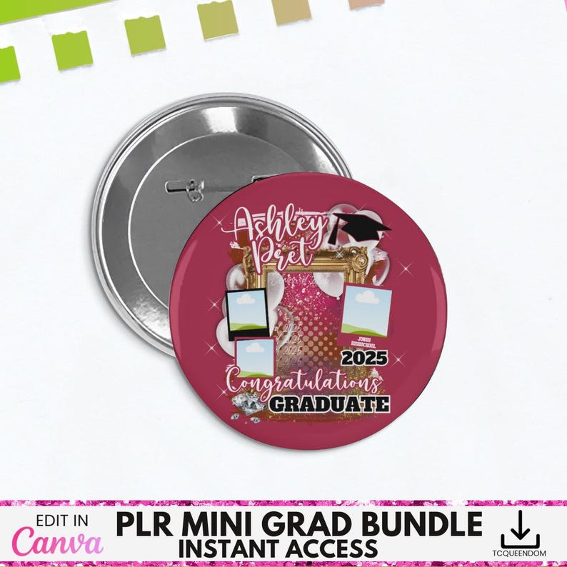 Editable Graduation Stole Template, Grad Button, Graduation Fan, Canva ...