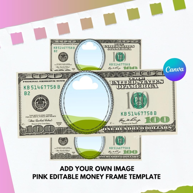 Personalized 100 Dollar Bill Template, Editable Money, Editable Canva ...