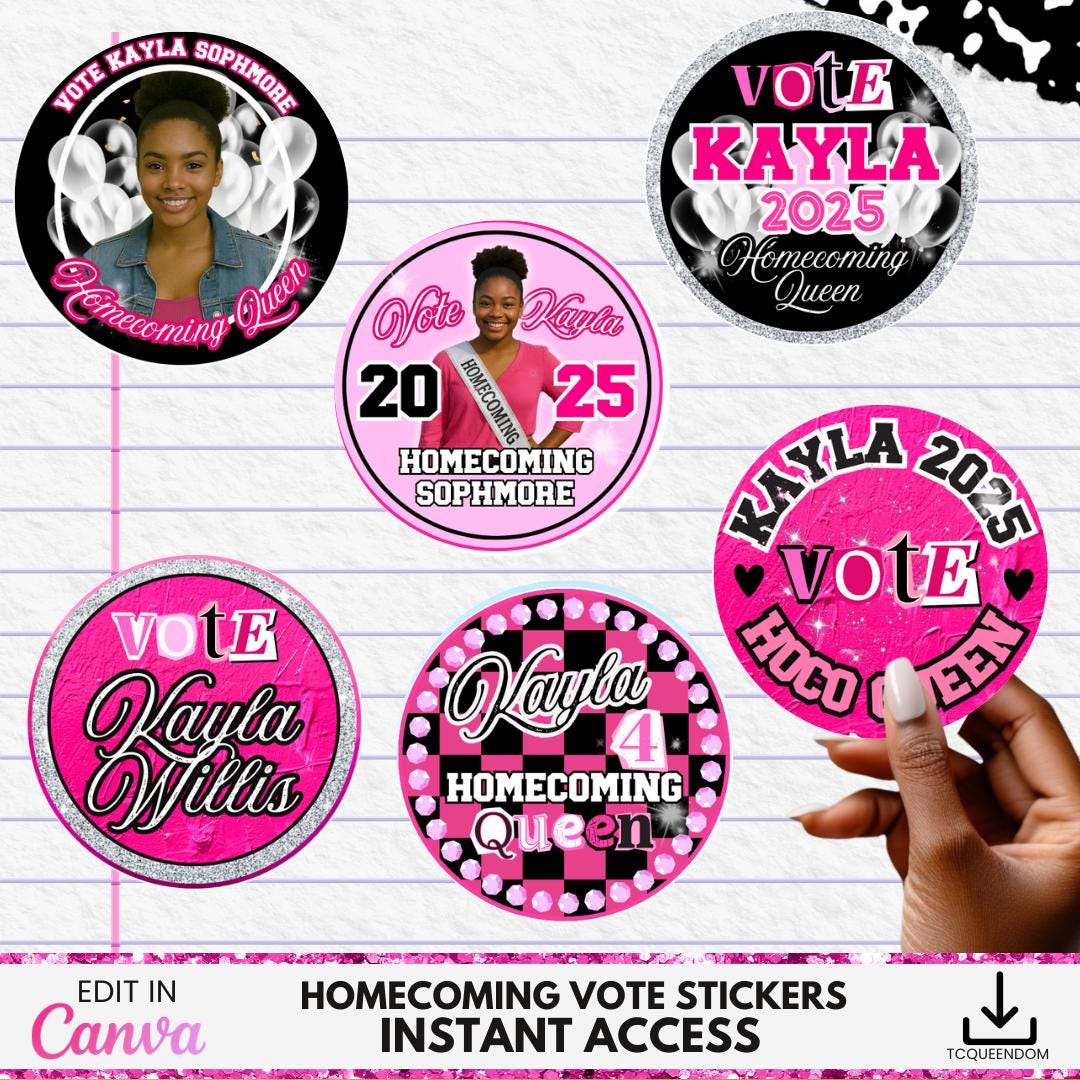 Homecoming Vote Sticker Canva Template, Printable Homecoming Campaign ...