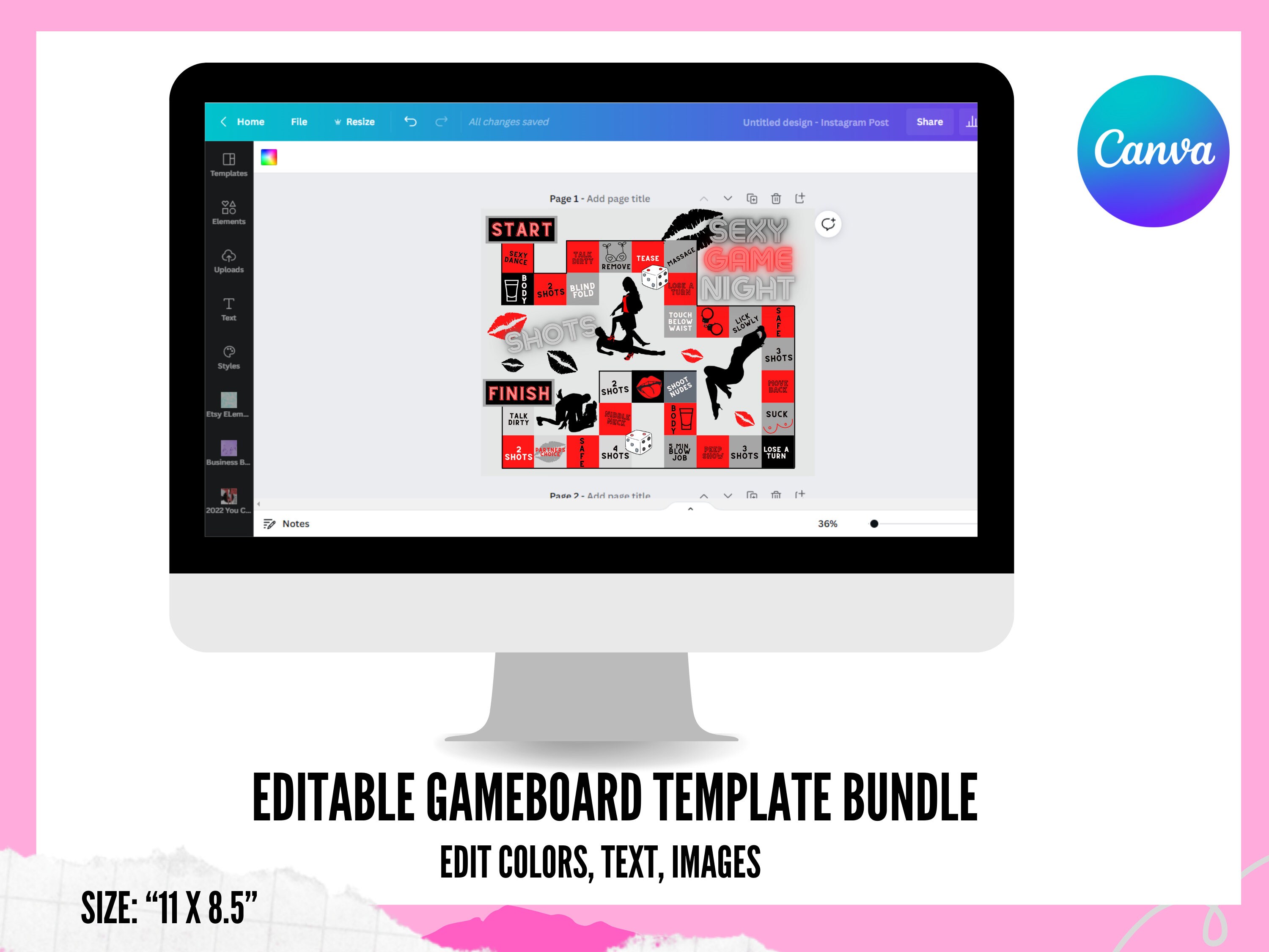 Canva Game Night Bundle, Valentines Day Gameboard, Editable, Canva ...