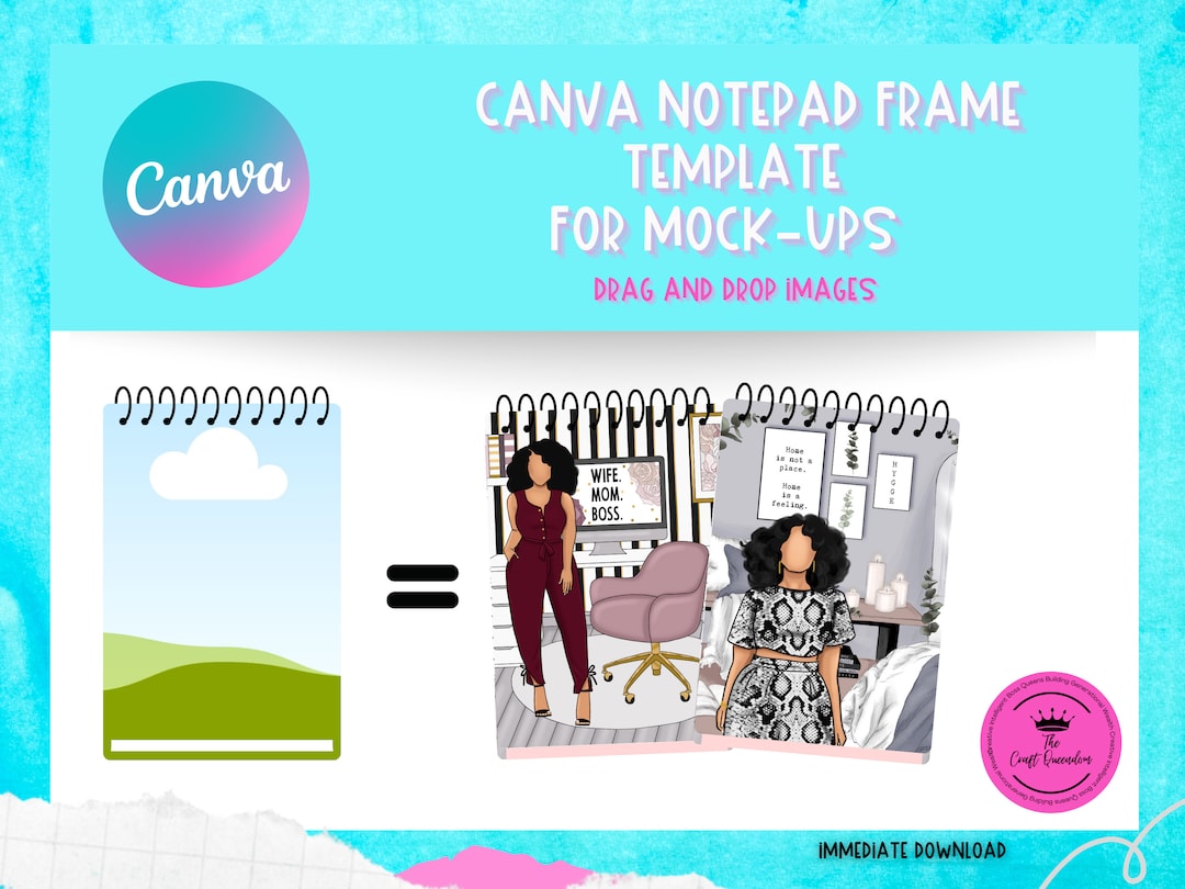 Canva Drag N Drop Notepad Frame Template Canva Mockup - Etsy