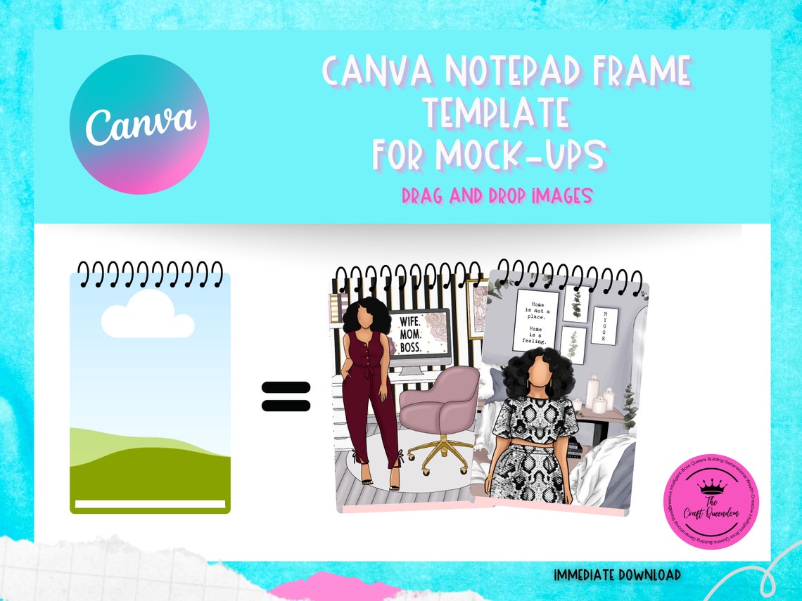 Canva Drag N Drop Notepad Frame Template Canva Mockup - Etsy