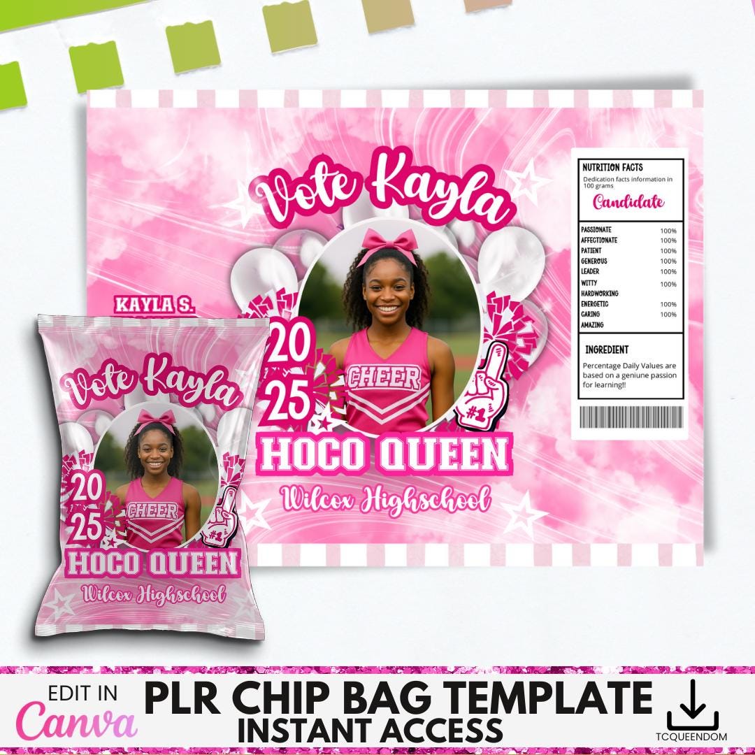 Vote Homecoming Chip Bag Template, Canva Editable Chip Bag, Homecoming ...