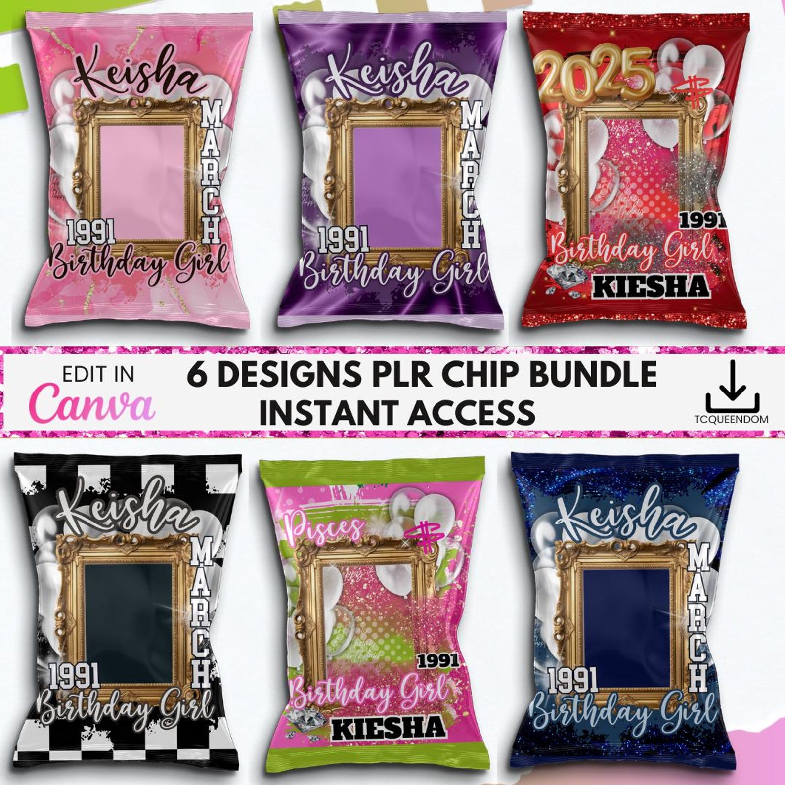 Editable Birthday Chip Bag Template, Birthday Chip Bag Design, Canva ...