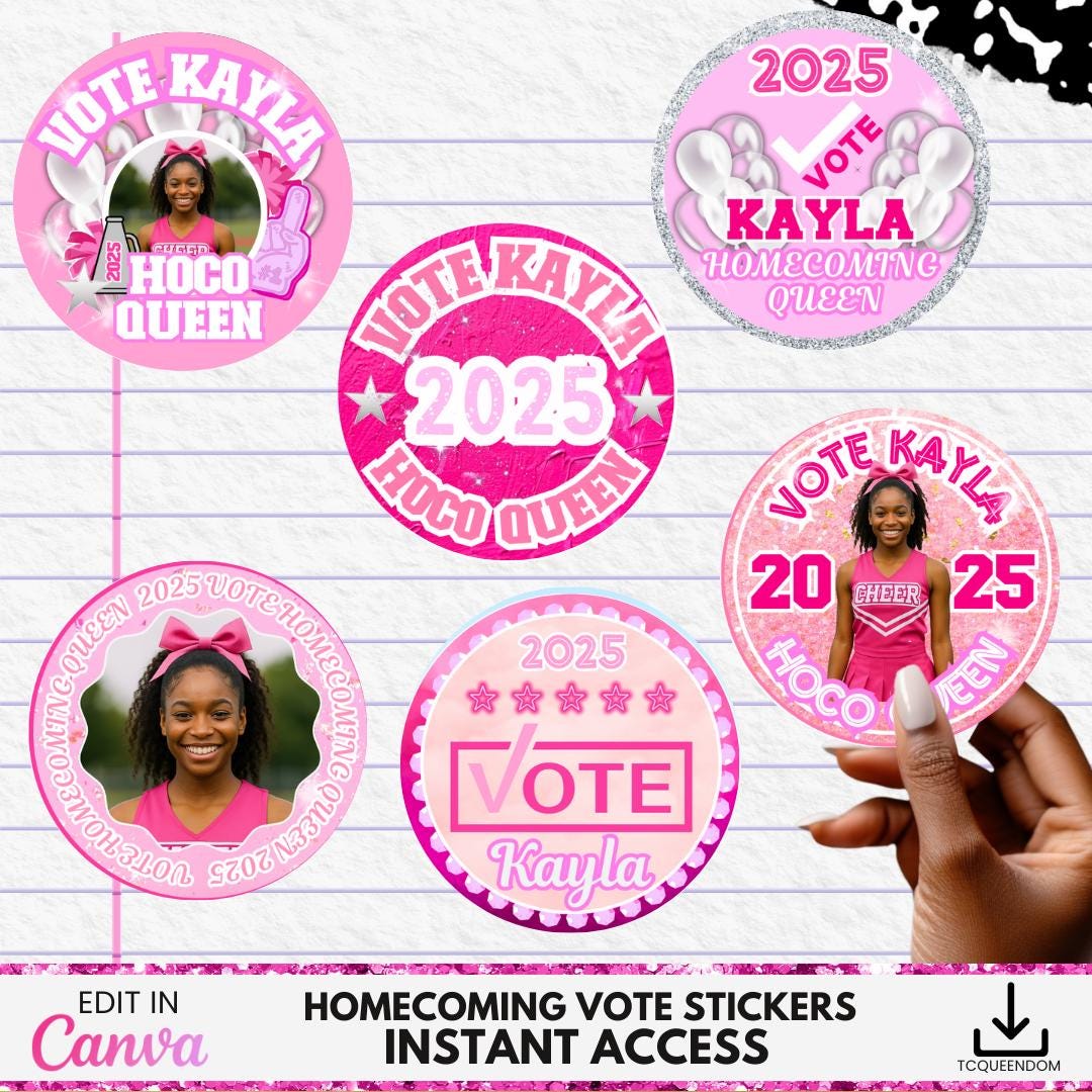 Homecoming Vote Sticker Canva Template, Printable Homecoming Campaign ...