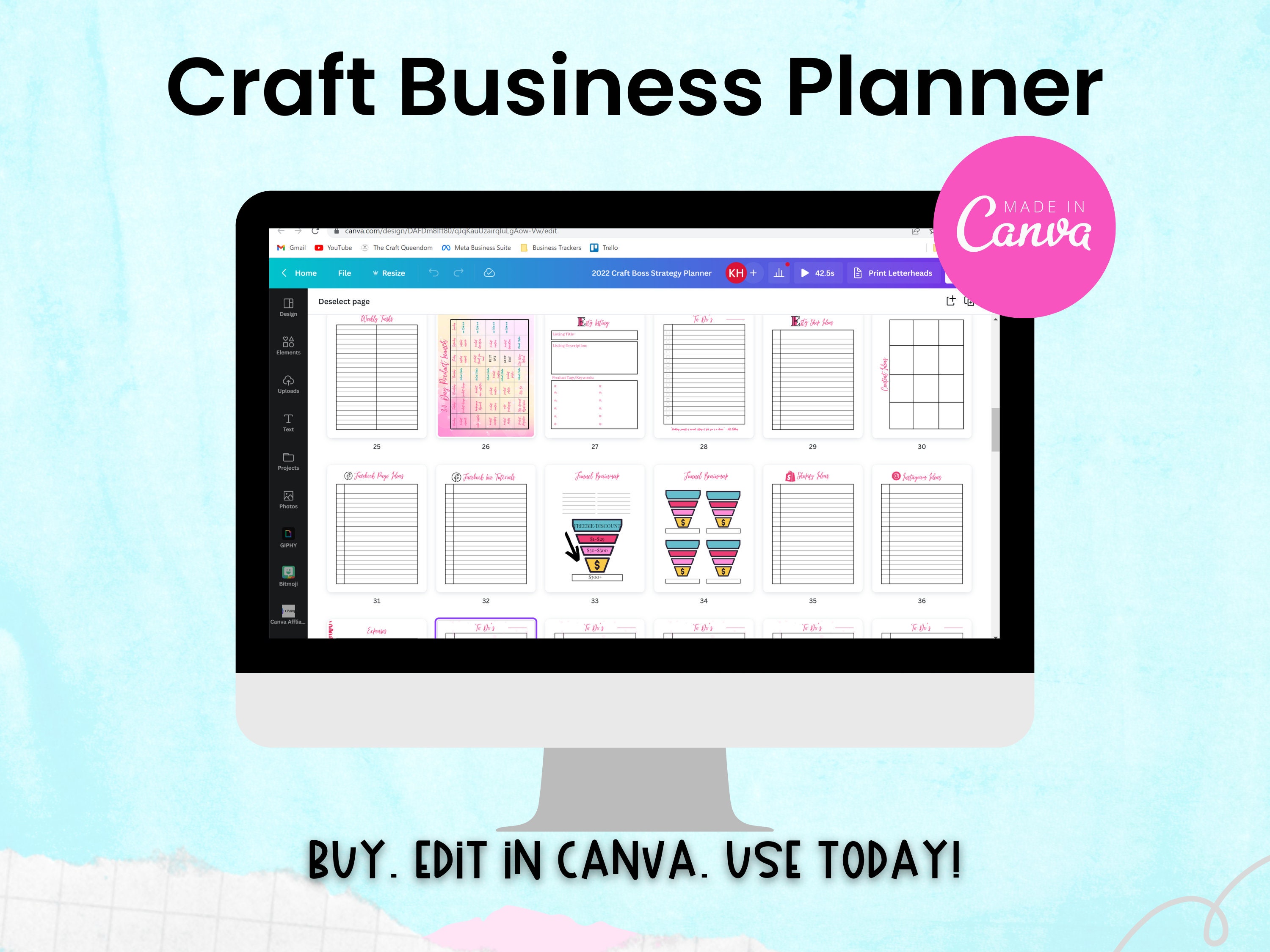 Canva Craft Business Planner Template, Craft Business Strategy Planner ...